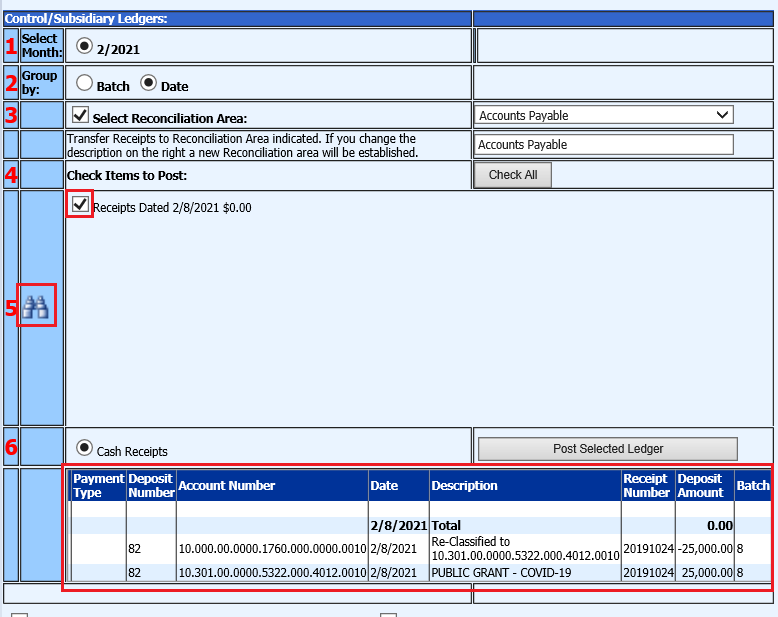 Cash Receipt Re-Classification
