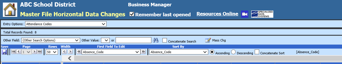 Master File Horizontal Data Changes